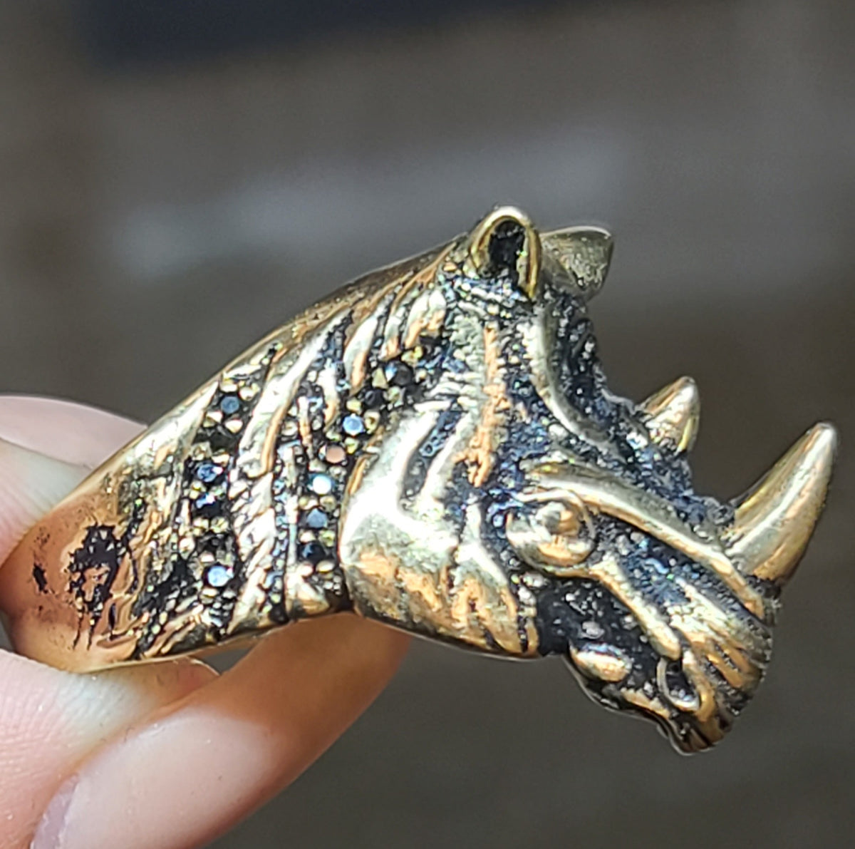 10k Yellow Gold Rhino Ring with CZs – TAMAYO GOLD LLC